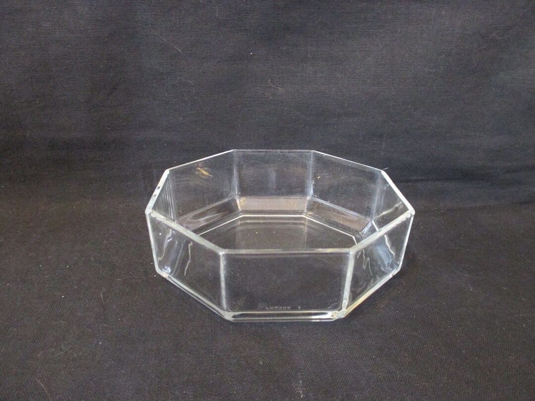 Centerpiece Bowl Clear Glass Octagonal Small Vintage Bowl Made in ...
