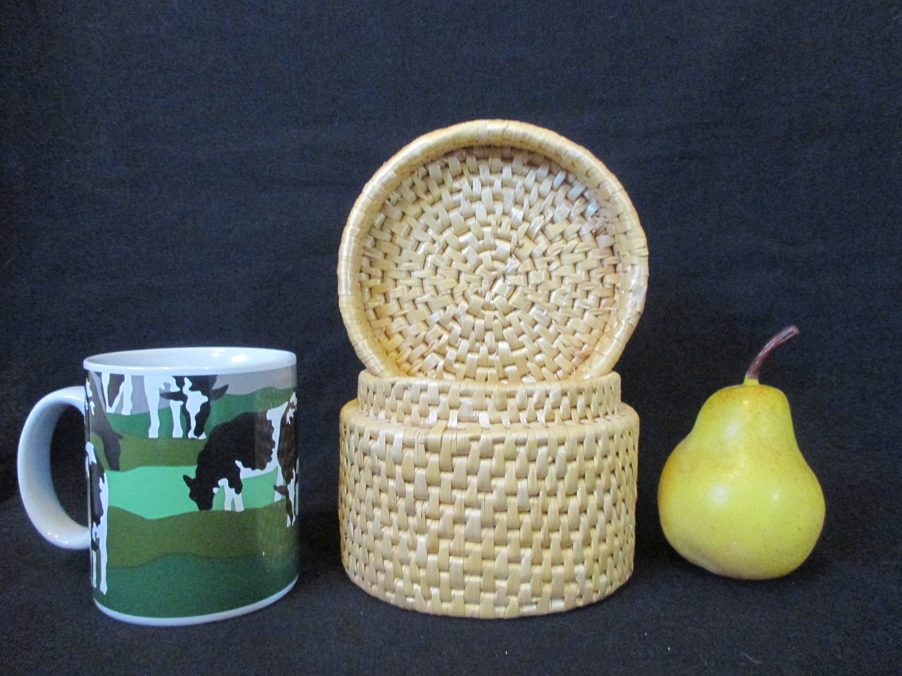 Woven Reed Basket Box With Lid Vanity Box Storage Box Vintage Round Box ...