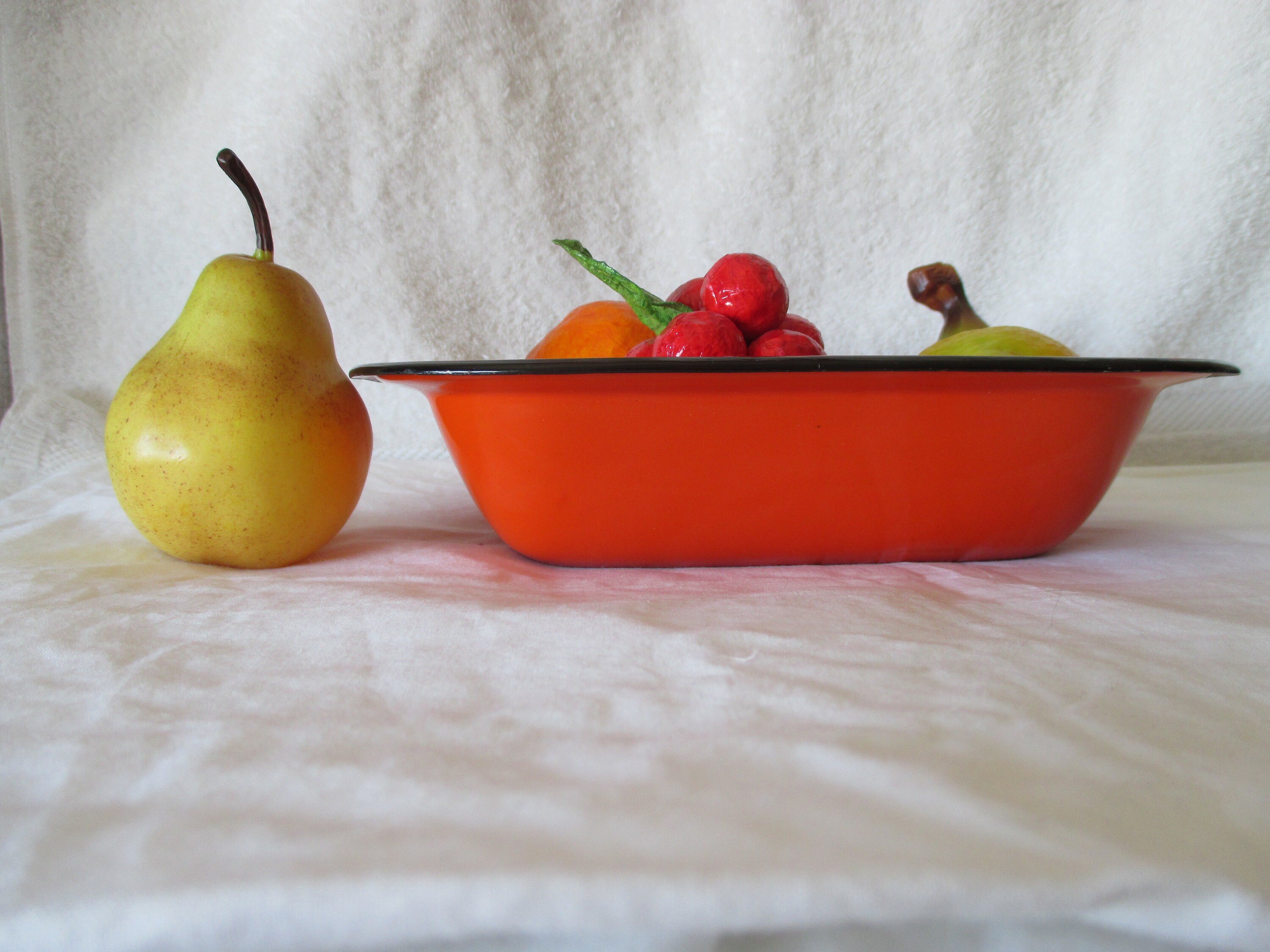 Orange Enamelware Vintage Rectangular Pan Beautiful Orange With Black ...