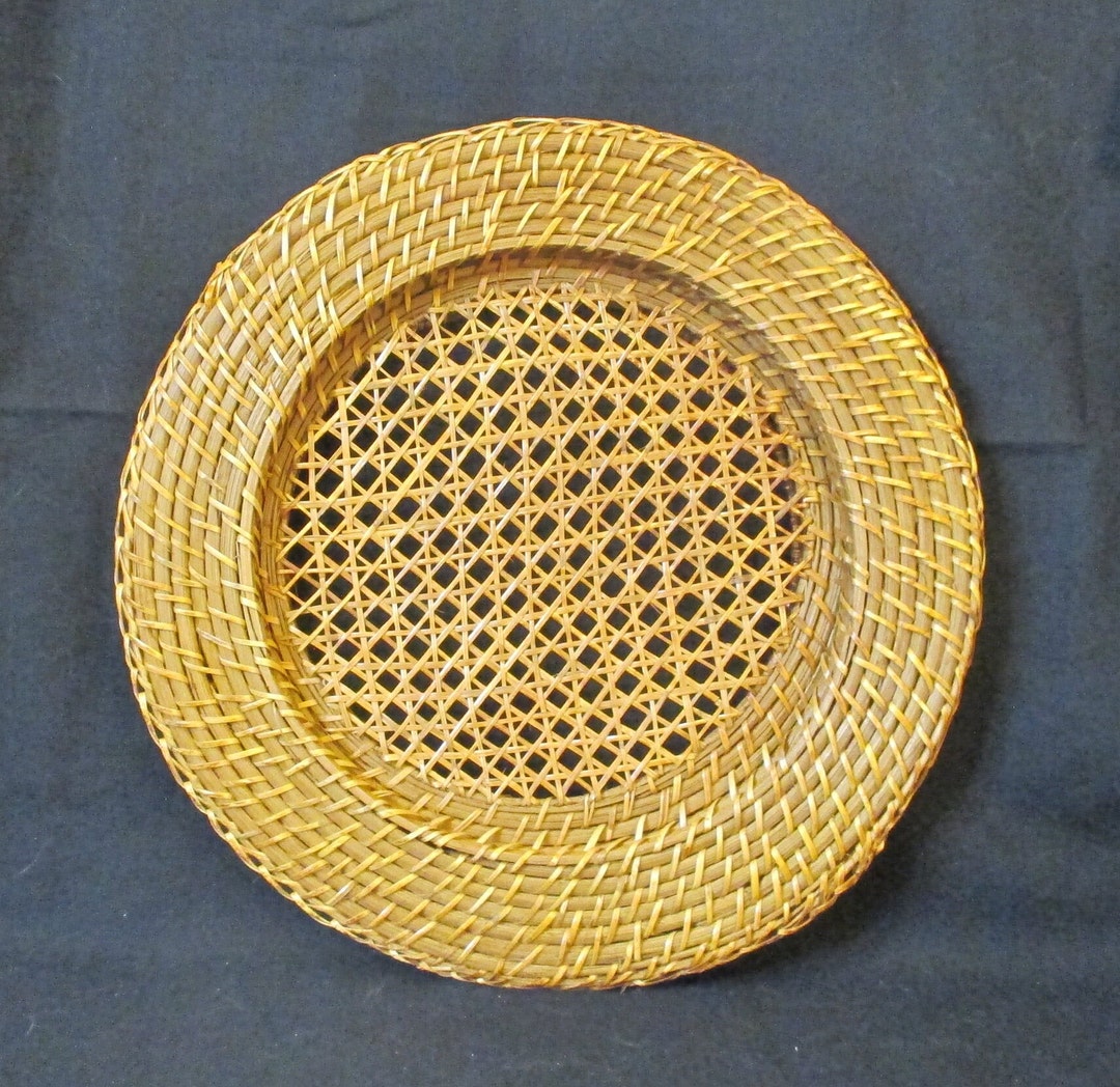Wicker Rattan Platter Tray Vintage Unusual Design Beautiful - Etsy