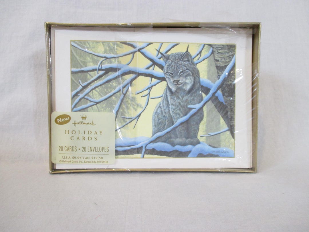 Vintage Christmas Cards Tawny Lynx Landscape Hallmark Cards New Old ...