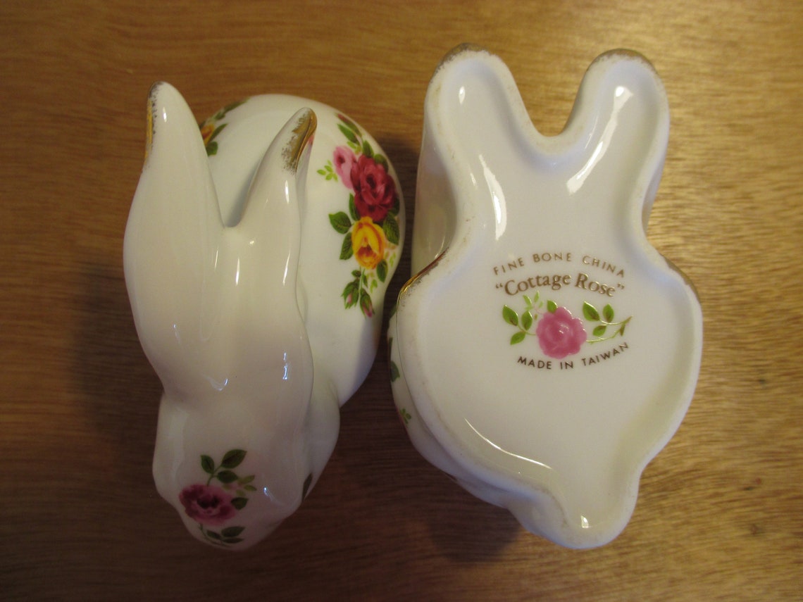 Rabbit Trinket Box With Candle Fine Bone China Vintage Made in Taiwan ...