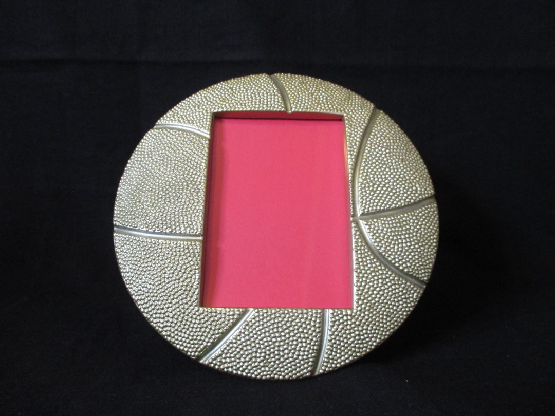 Vintage Sports Picture Frame Basketball Goldtone Textured Metal ...