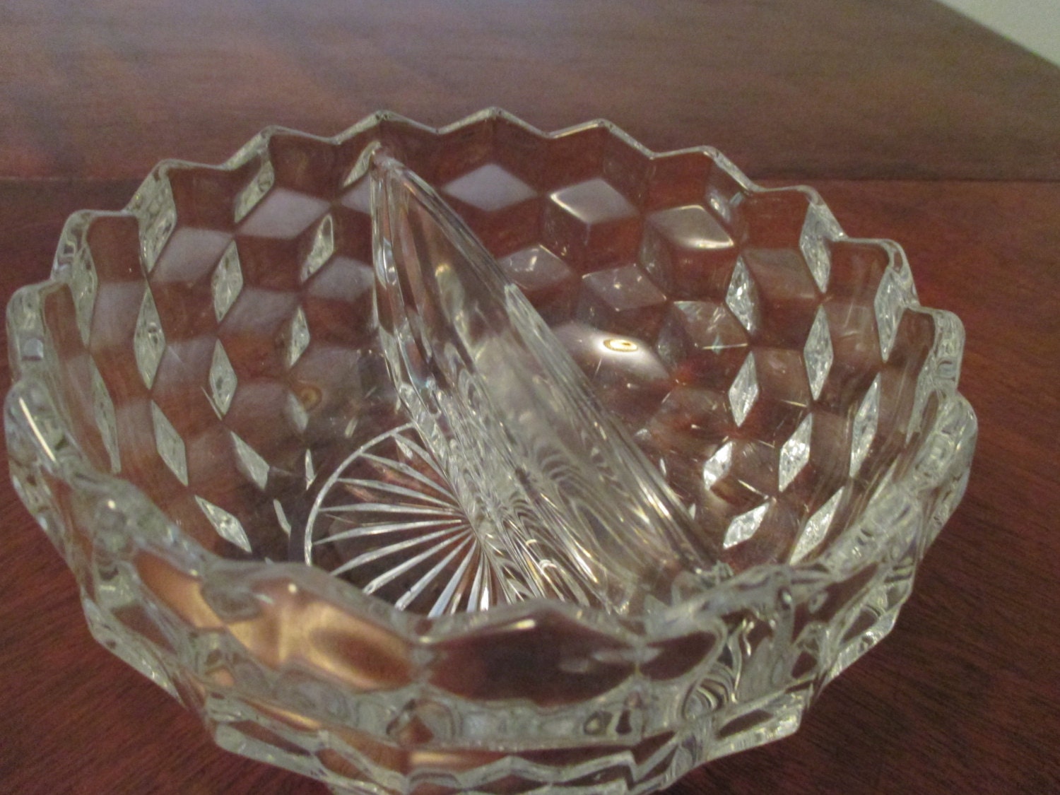 Vintage Fostoria Glass Mayonnaise Condiments Divided Bowl Fostoria ...