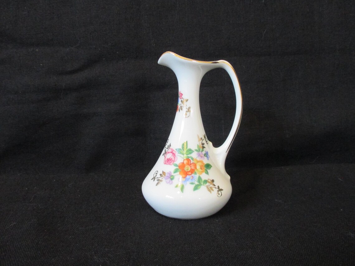 Mini Pitcher Bud Vase Vintage Fine China Germany Floral on White With ...