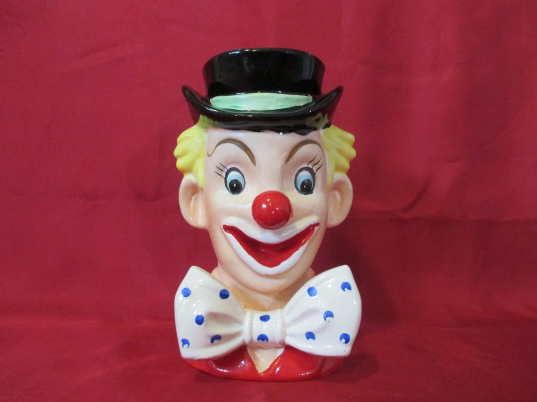 Vase Antique Clown Tall Vase or Planter Candleholder Beautiful Colors ...