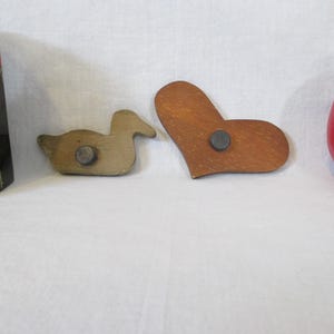 Wooden Refrigerator Magnets Duck and Heart Set of Two Vintage 1970s 80s ...