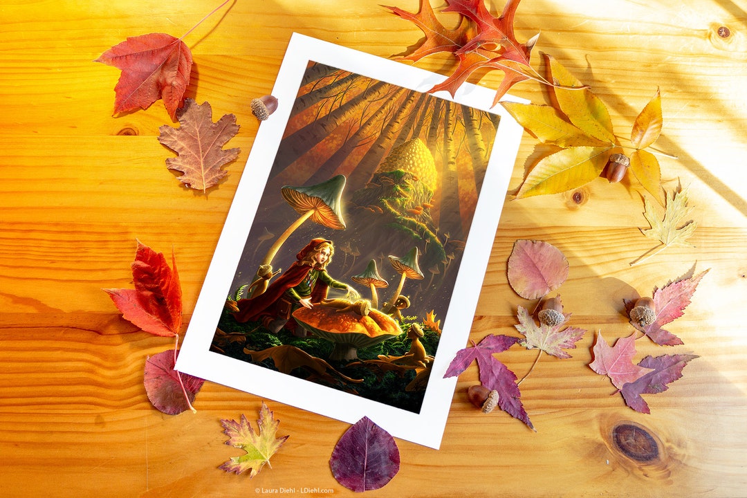 From Acorns Print - Wall Art Autumnal Art Mushroom Forest Fairycore Art ...