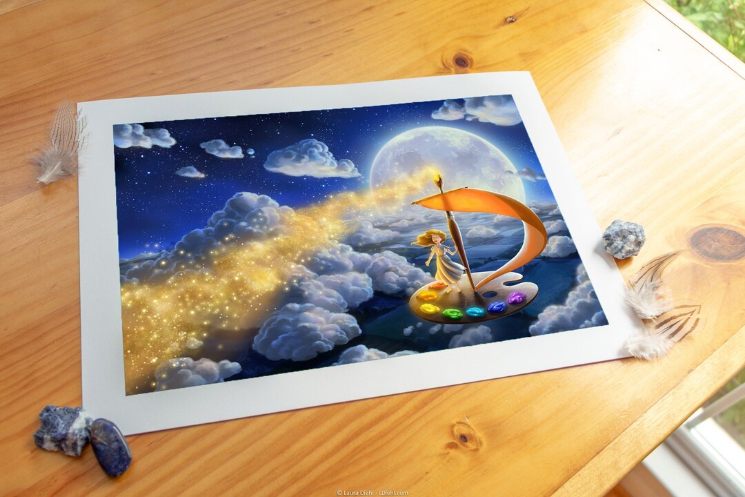 Flying Colors Print - Rainbow Art Print Painters Palette Moon Nursery ...