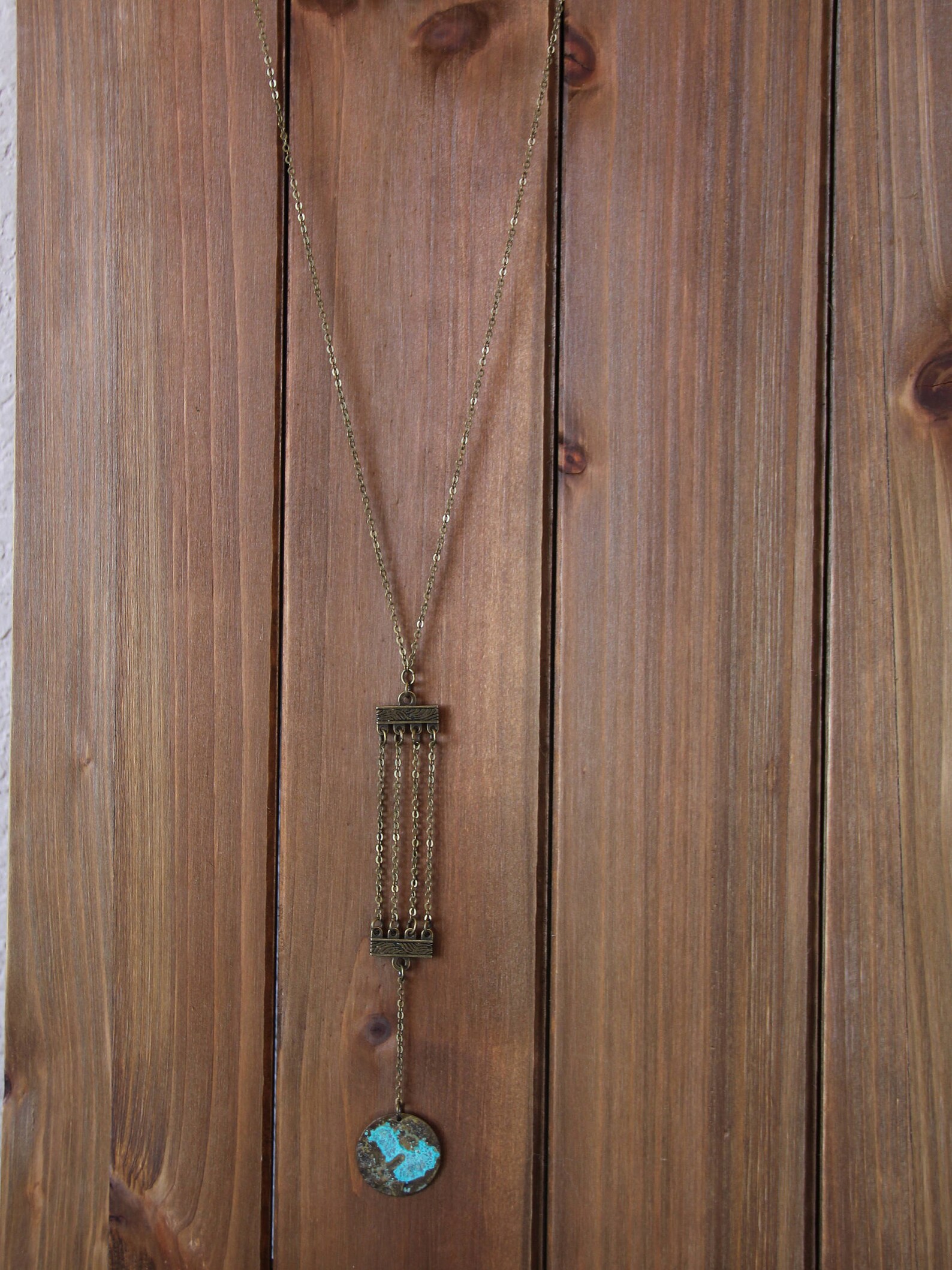 Four Chain Patina Pendant Necklace - Etsy