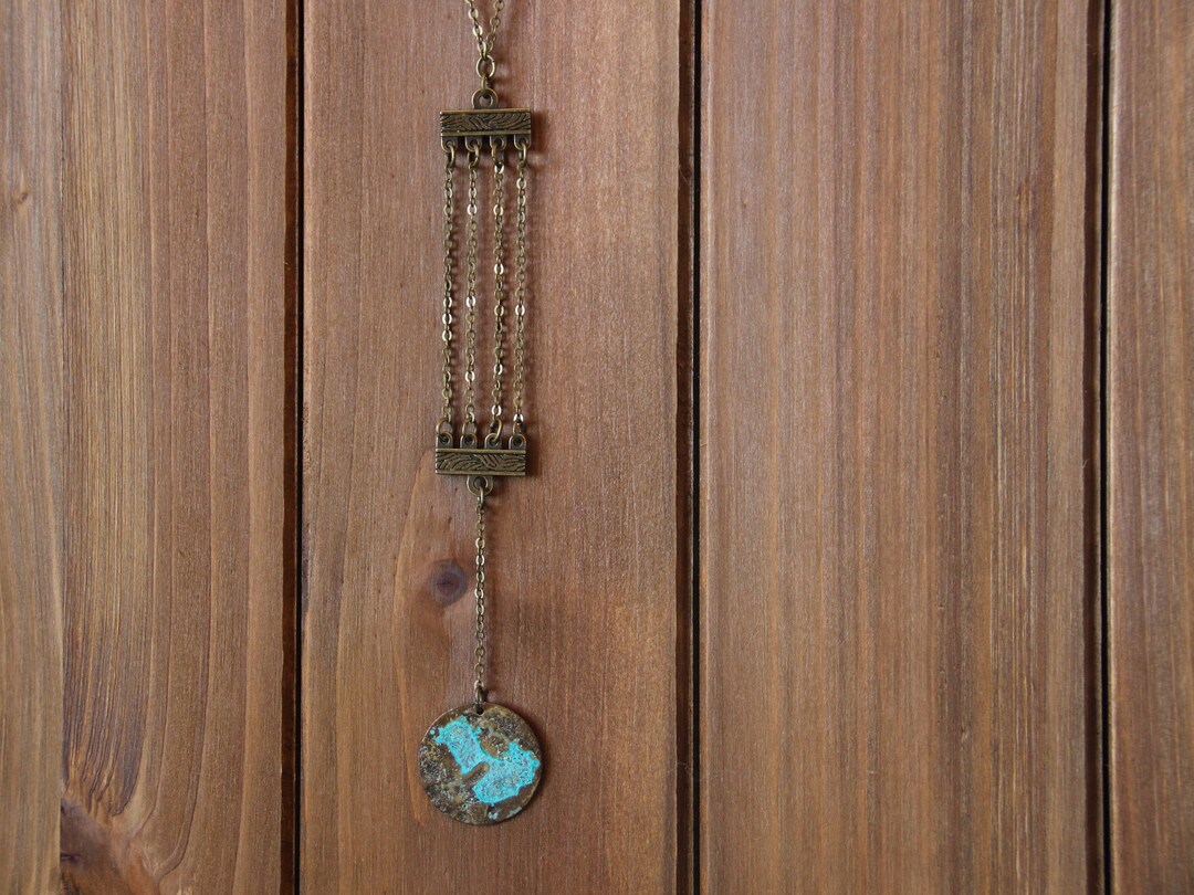 Four Chain Patina Pendant Necklace - Etsy