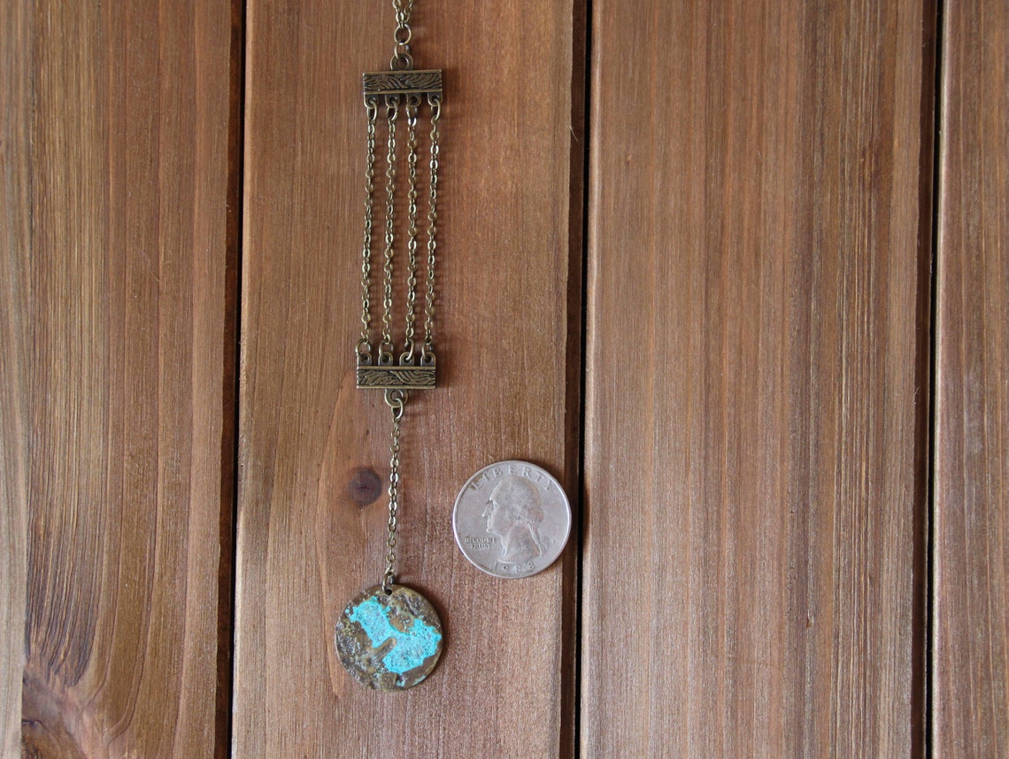 Four Chain Patina Pendant Necklace - Etsy