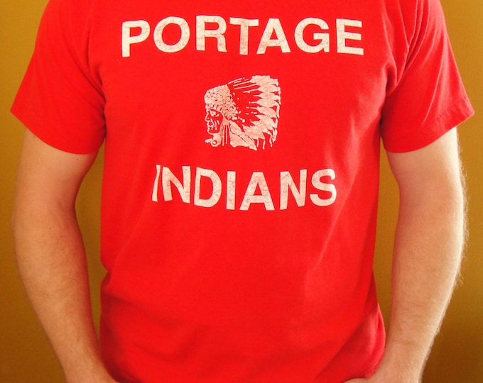 1990's Red Portage Indians Graphic Tee. Indiana Tshirt. - Etsy