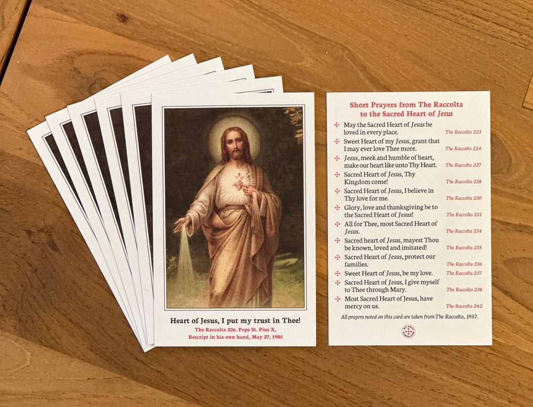 Sacred Heart of Jesus Holy Card: Catholic Prayers - Etsy
