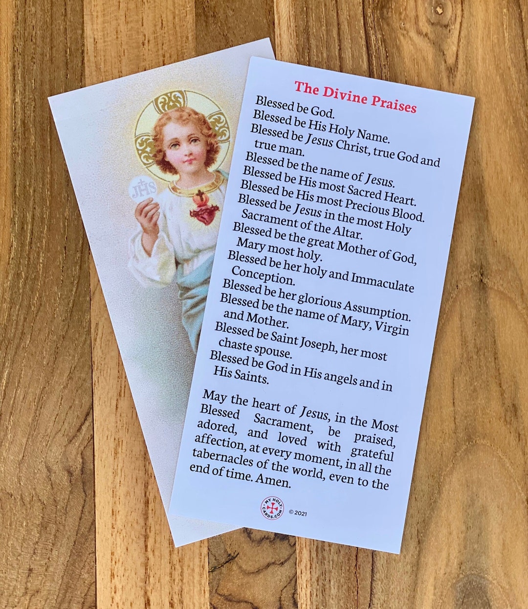 The Divine Praises Litany Catholic Prayer Holy Card With Image - Etsy