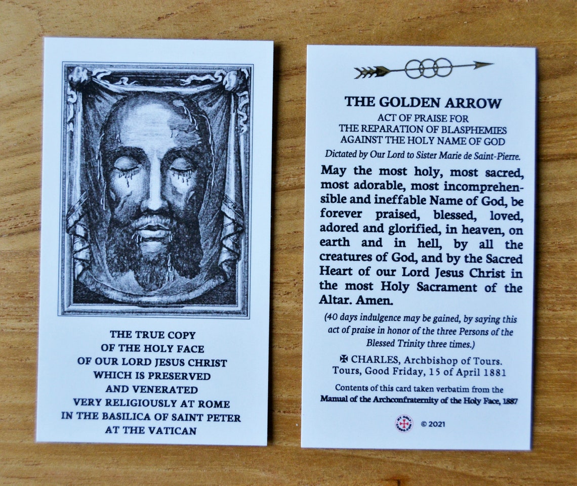 Golden Arrow Prayer Holy Card Raised GOLD Foil for - Etsy UK