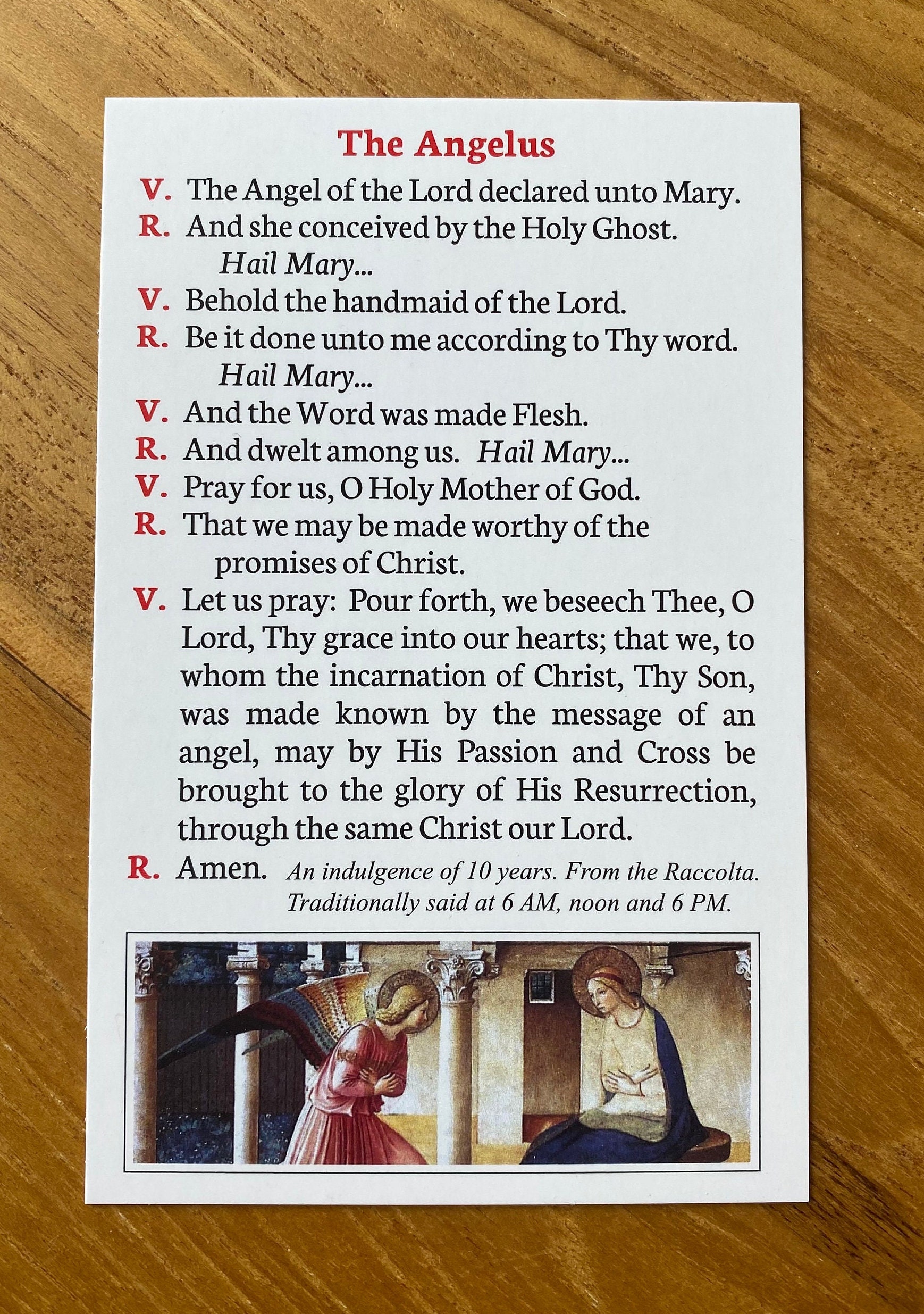 Angelus and Regina Coeli Prayer Cards: Catholic Traditional Prayers - Etsy
