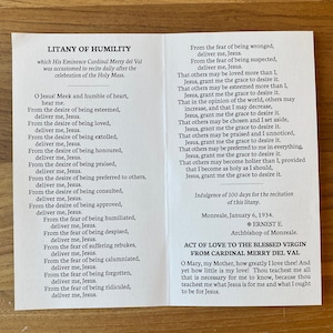 Litany of Humility Prayer Card: Pope St. Pius X & Cardinal Merry Del ...