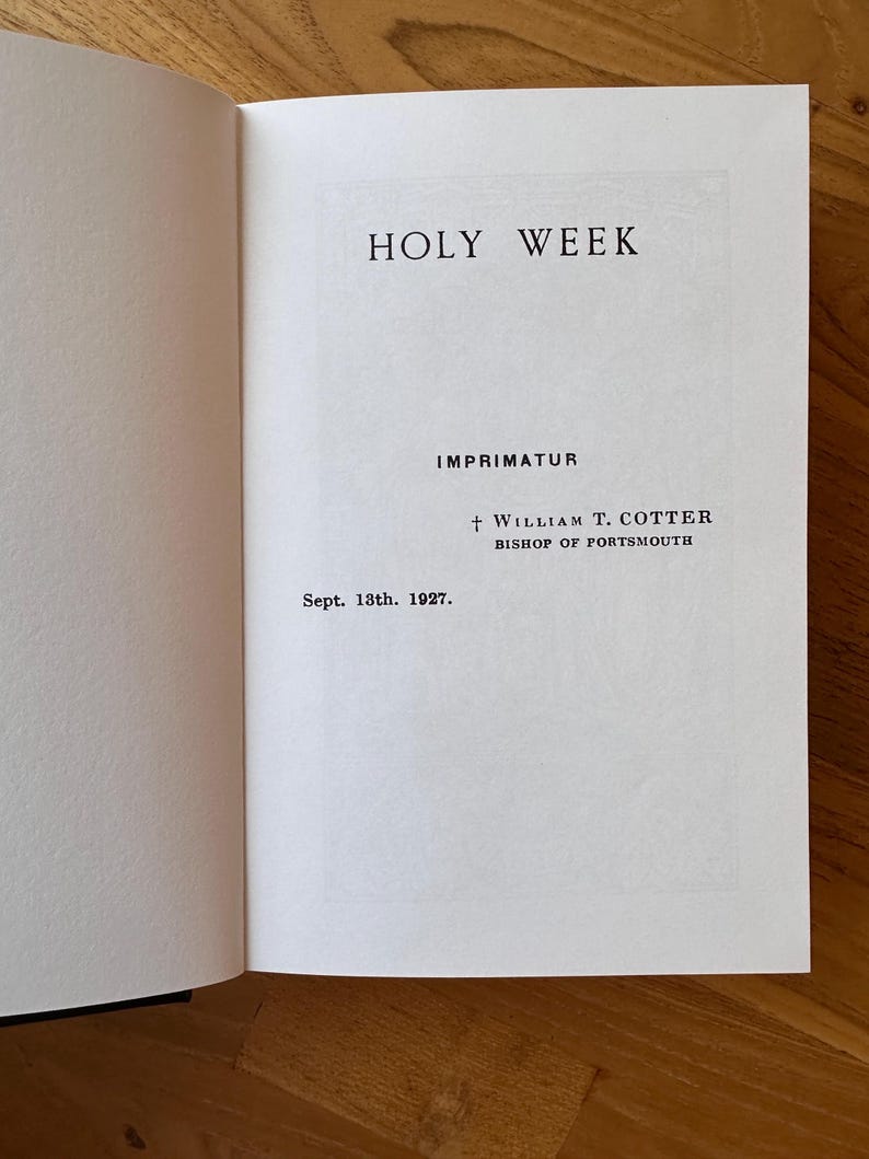 Holy Week Missal: 1927, Latin and English, Traditional Catholic ...