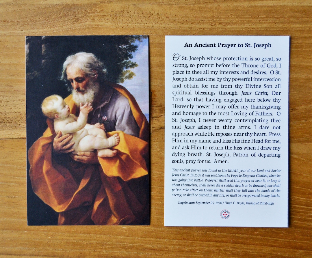Ancient Prayer to St Joseph for Protection Holy Card, Short Catholic ...