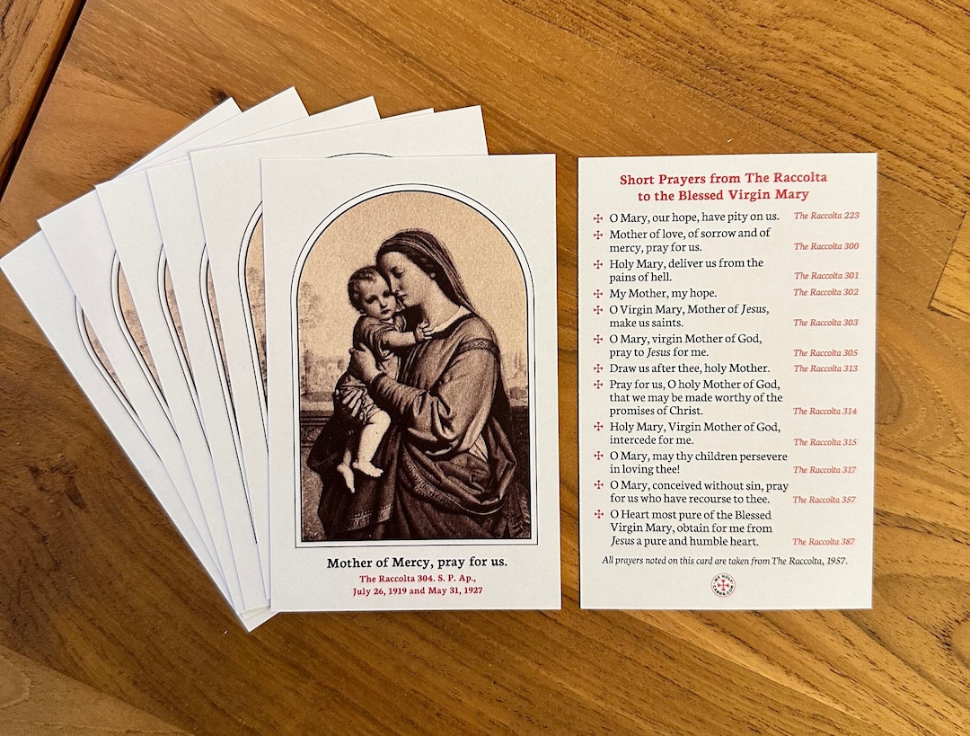 Blessed Virgin Mary Holy Card: Catholic Prayers From the Raccolta - Etsy