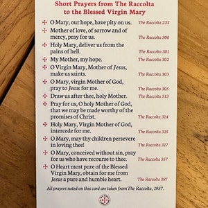 Blessed Virgin Mary Holy Card: Catholic Prayers From the Raccolta - Etsy