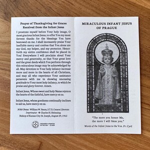 Infant Jesus of Prague Novena Prayers – Catholic Prayer Card - Etsy