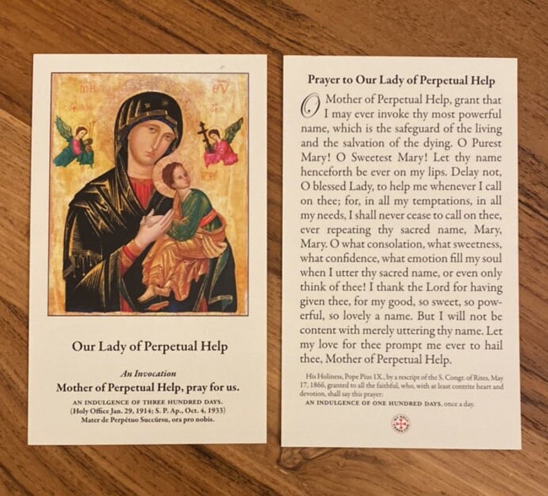 Prayer to Our Lady of Perpetual Help Catholic Holy Card - Etsy