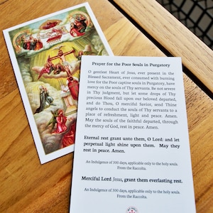 Prayer for the Poor Souls in Purgatory Holy Card, Poor Souls Devotion ...