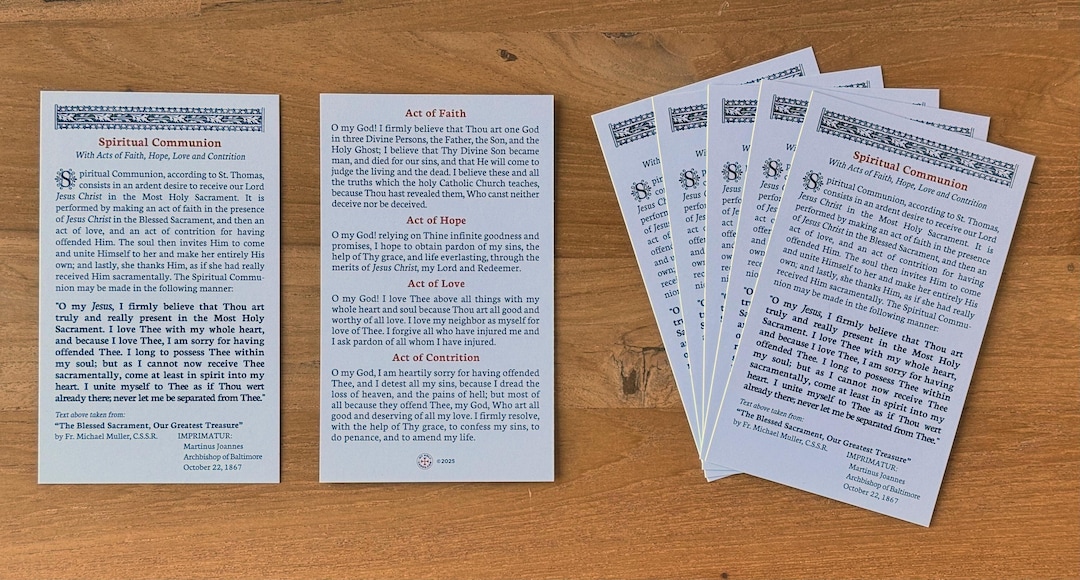 Spiritual Communion With Acts of Faith, Hope, Love and Contrition ...