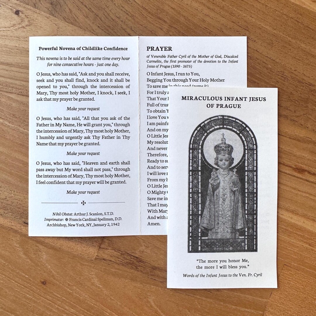 Infant Jesus of Prague Novena Prayers – Catholic Prayer Card - Etsy
