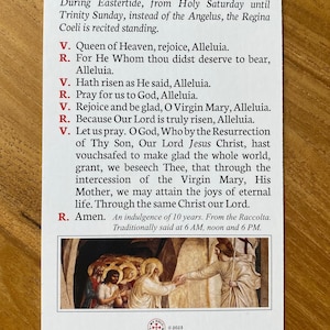 Angelus and Regina Coeli Prayer Cards: Catholic Traditional Prayers - Etsy