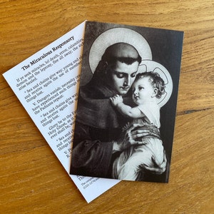 The Miraculous Responsory Prayer Catholic Holy Card, Saint Anthony of ...