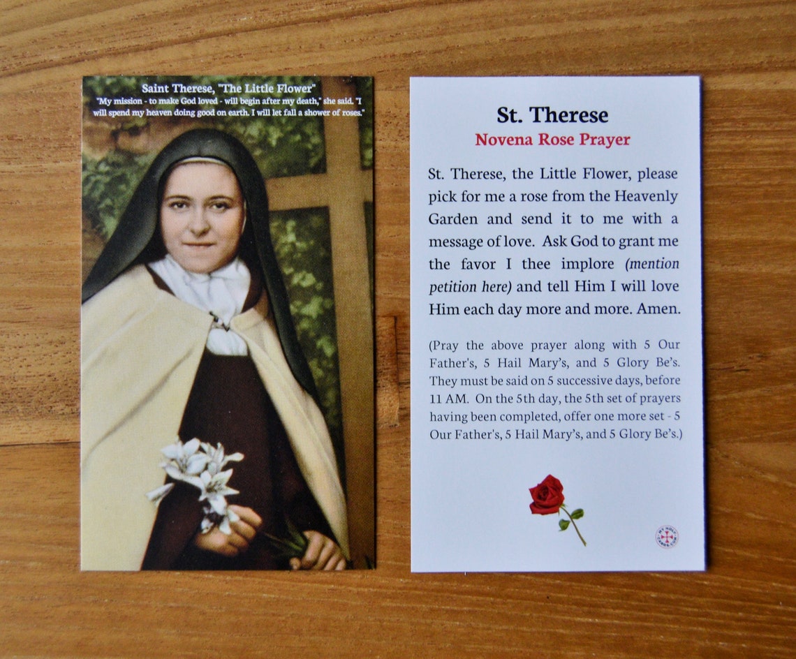 St Therese Novena Rose Prayer Short Catholic Prayers for - Etsy
