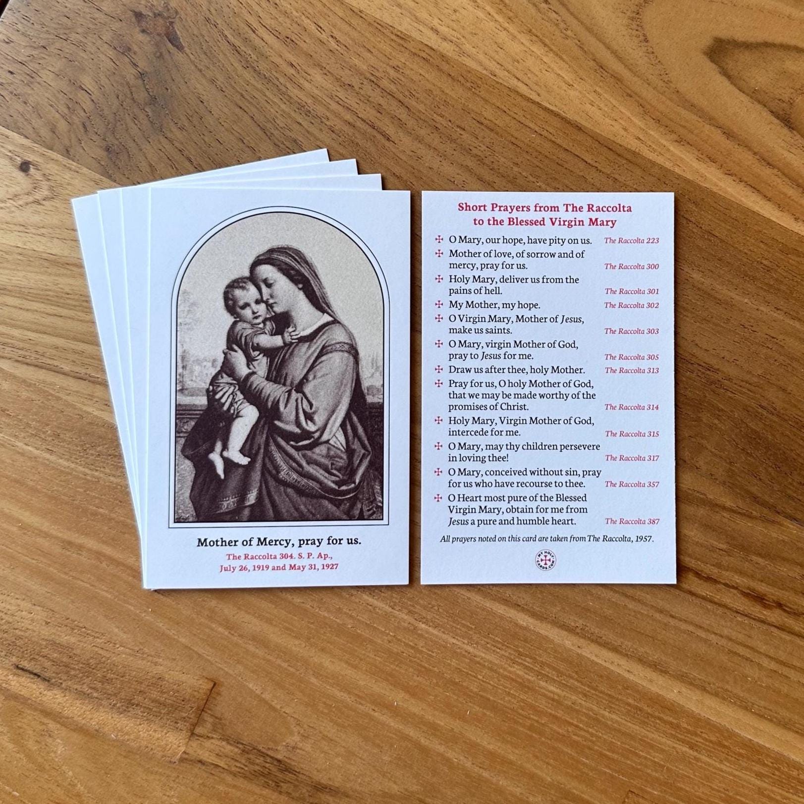 Blessed Virgin Mary Holy Card: Catholic Prayers From the Raccolta - Etsy