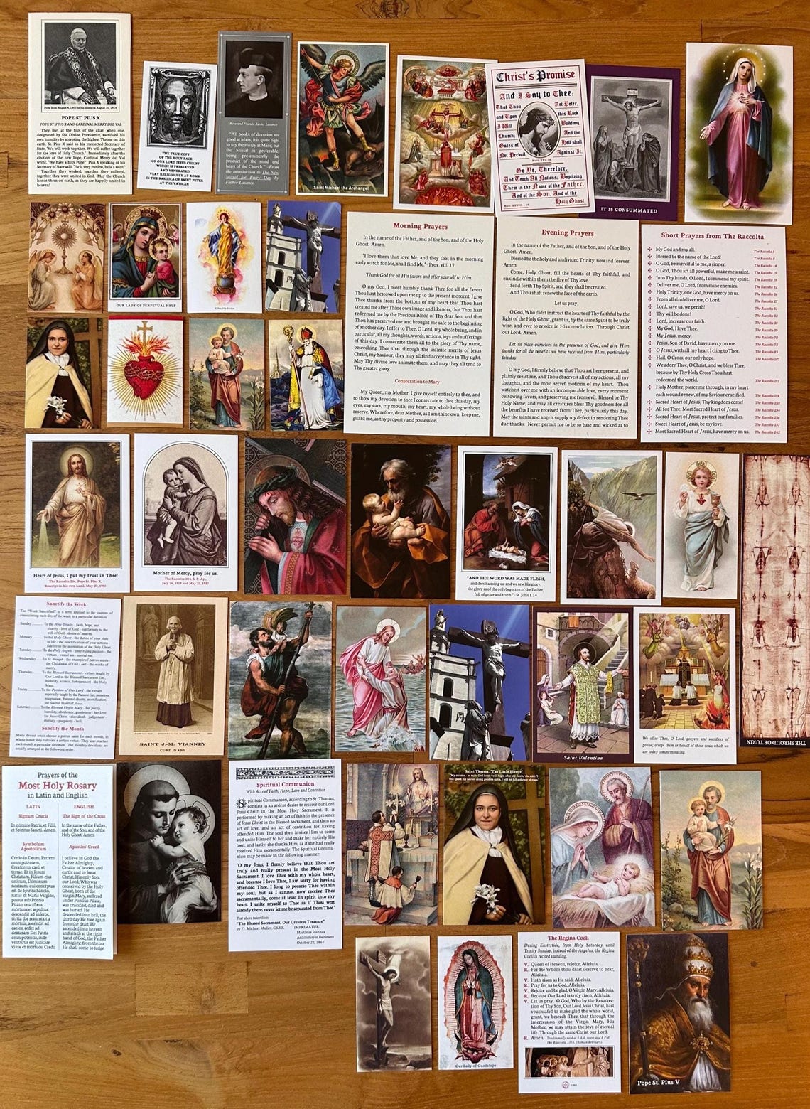 Catholic Holy Card Bundle: Prayers, Saints, and Sacred Images, 45 Cards ...