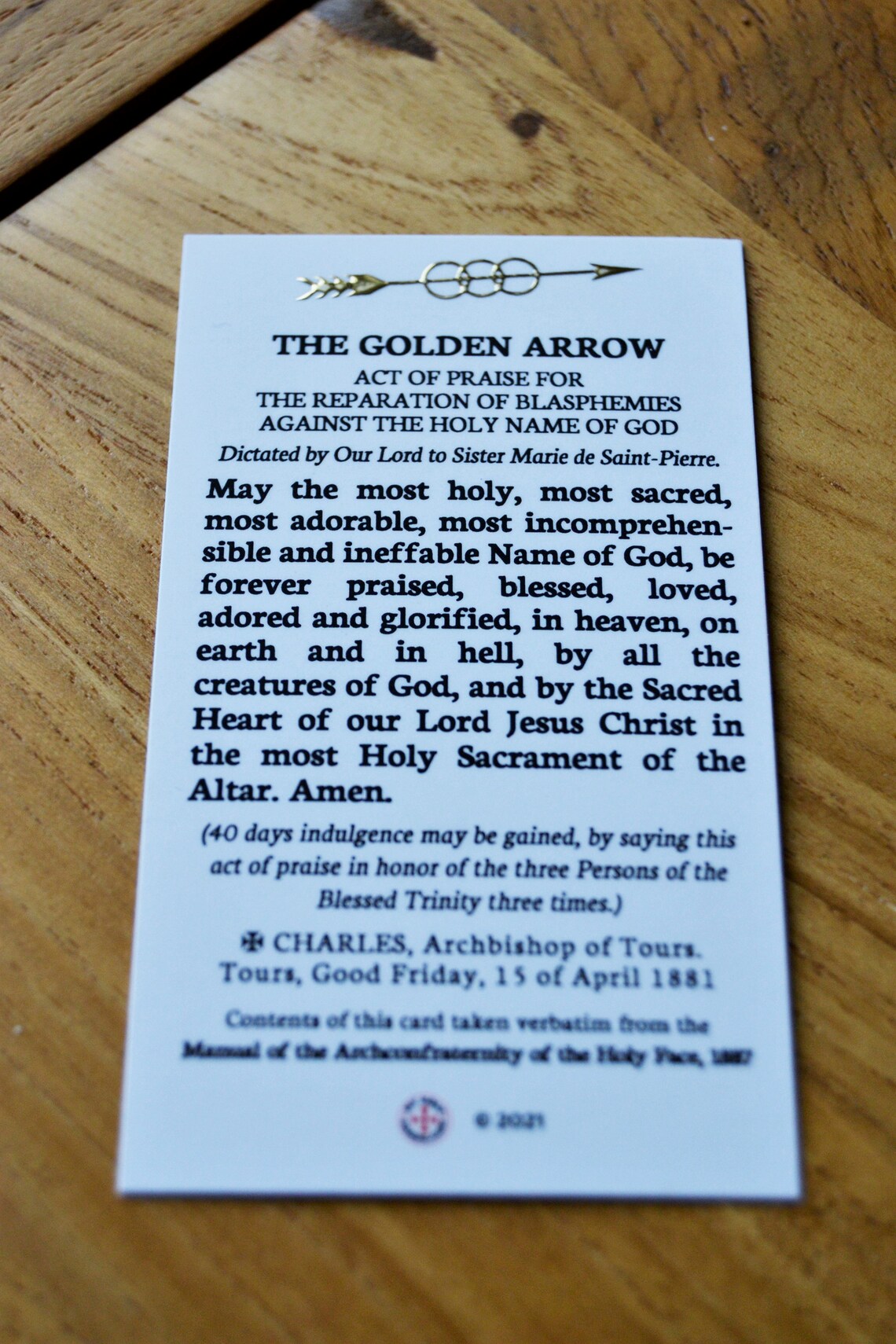 Golden Arrow Prayer Holy Card Raised GOLD Foil for - Etsy UK