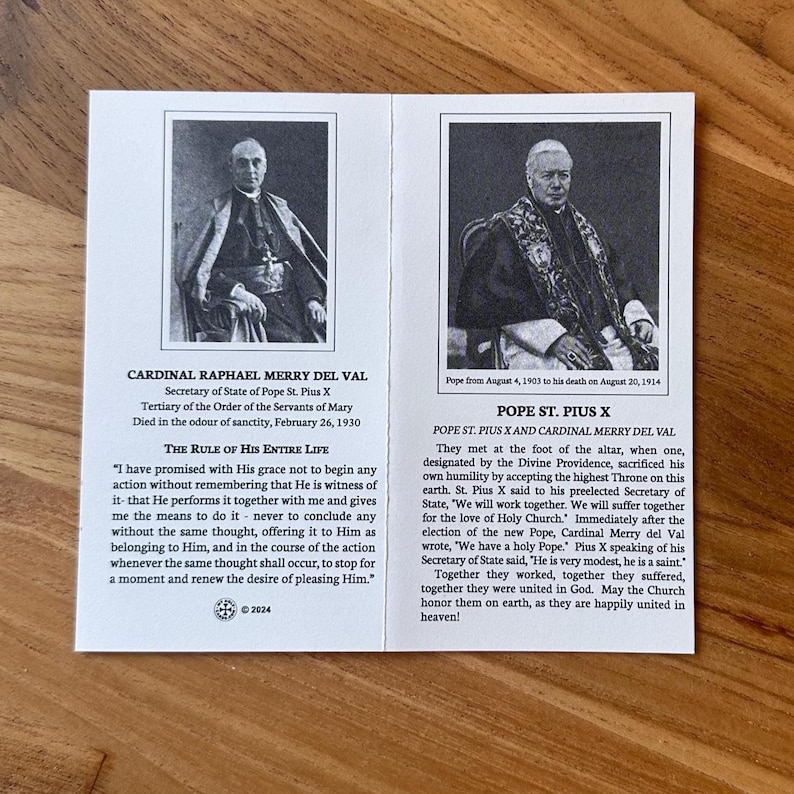 Litany of Humility Prayer Card: Pope St. Pius X & Cardinal Merry Del ...