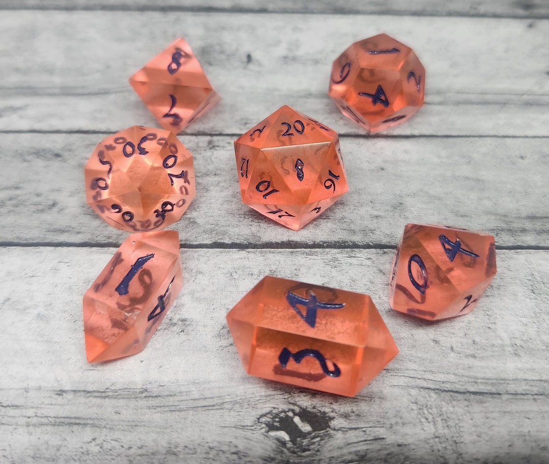 Translucent Peach, Crystal Style 7-piece Resin Dice Set - Etsy