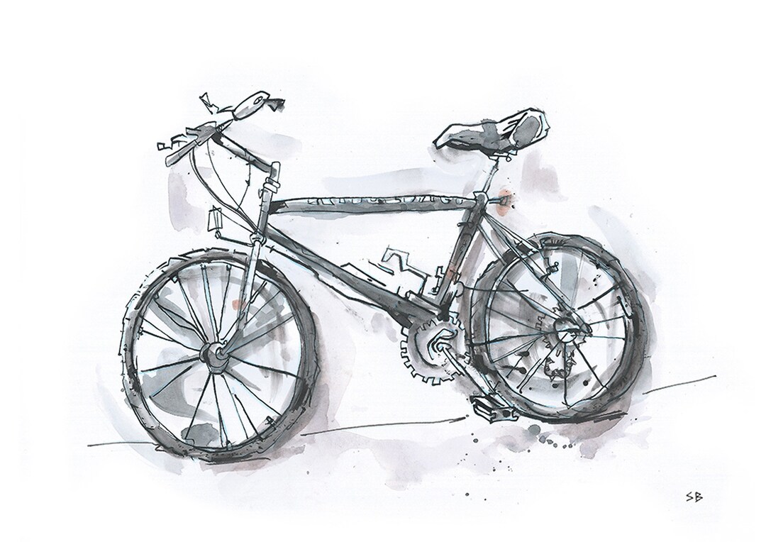 Bike ink & Watercolour Postcard Art by Steve Beadle - Etsy