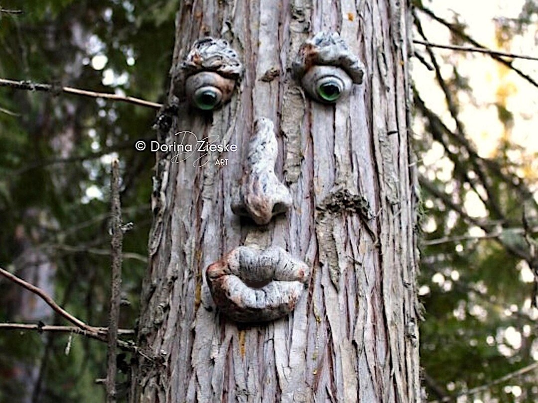 Forrest Stump - Large Concrete Tree Face Whimsical Forest Faces Ideal ...