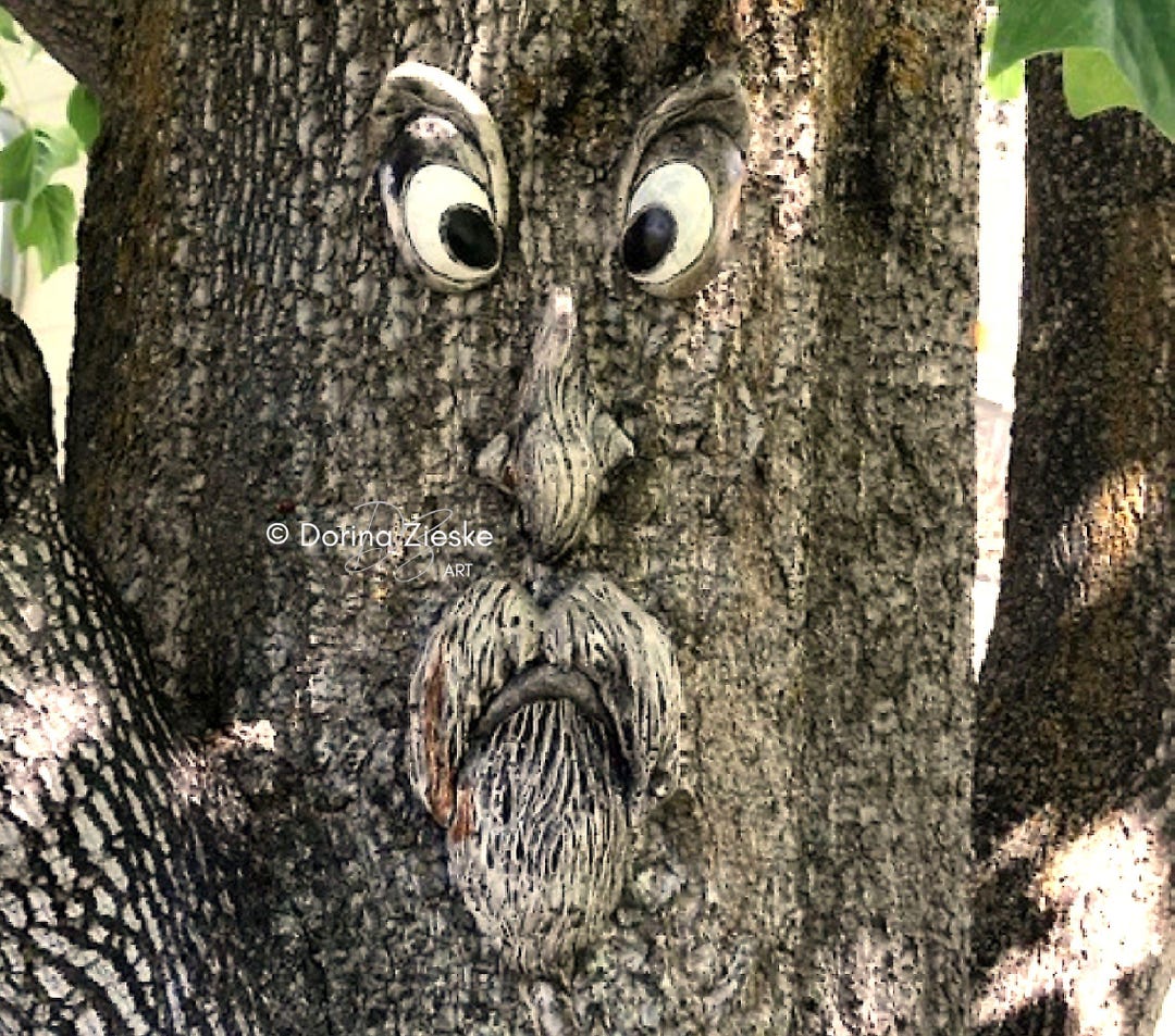 Mr. Grumpy Stump Tree Face Handmade Garden Art Fun Gardener Gift ...