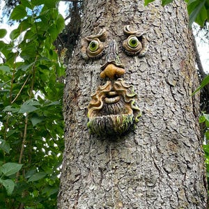 Sylas - Large Concrete Tree Face Bird Feeder, Whimsical Tree Art ...