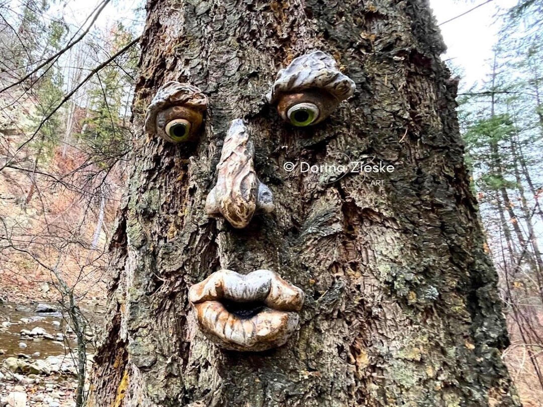 Forrest Stump - Concrete Tree Face Whimsical Gardeners Gift Forest Face ...