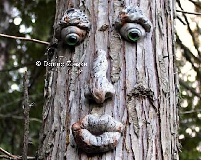 One of a Kind Handmade Pottery Tree Face Tree Hugger Garden Decor ...
