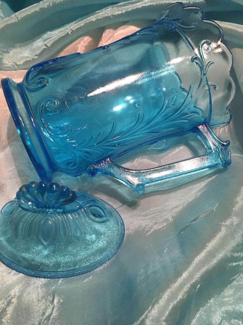 Vintage Aqua Depression Glass Pitcher Easter Dining Table Cream Pitcher ...