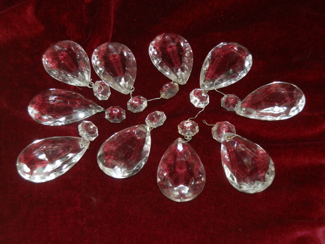 Vintage Glass Crystal Drops Replacements for Lamps or Chandeliers 2.5 ...