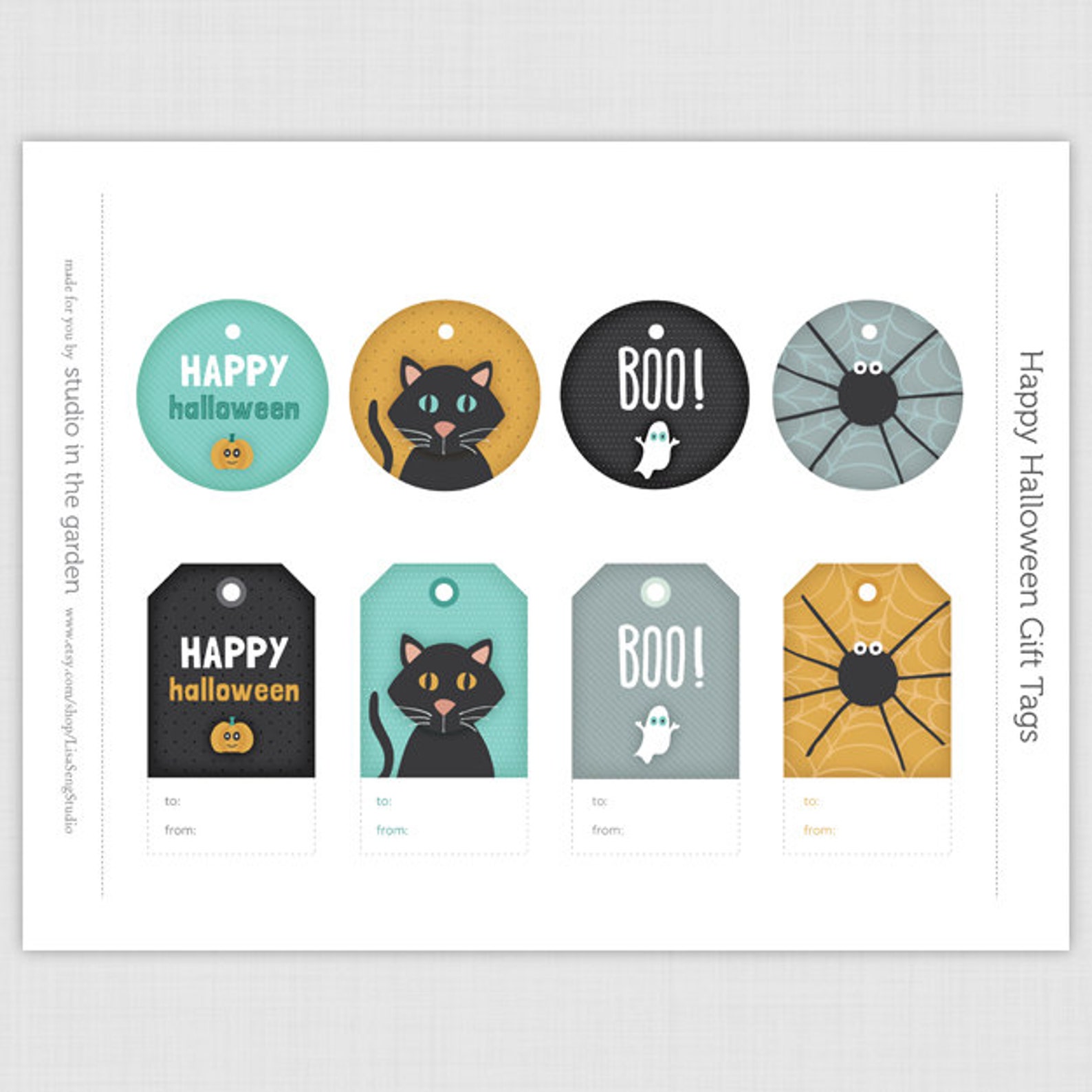 Instant Download Printable Halloween Gift Tags - Set of 8 Happy ...