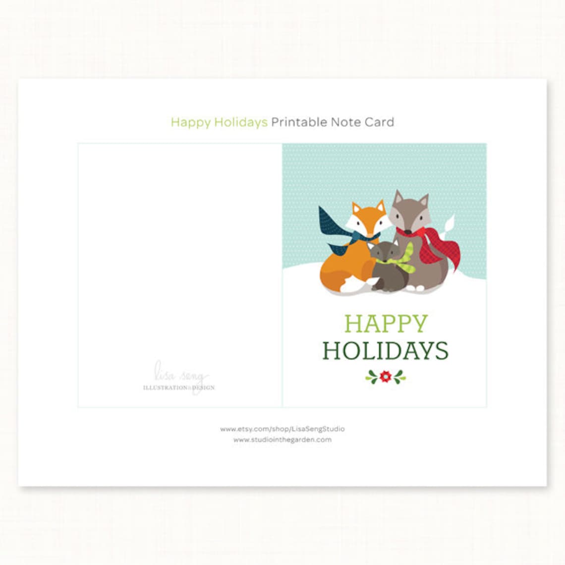 Happy Holidays Printable Christmas Card - Printable Holiday Card PDF ...