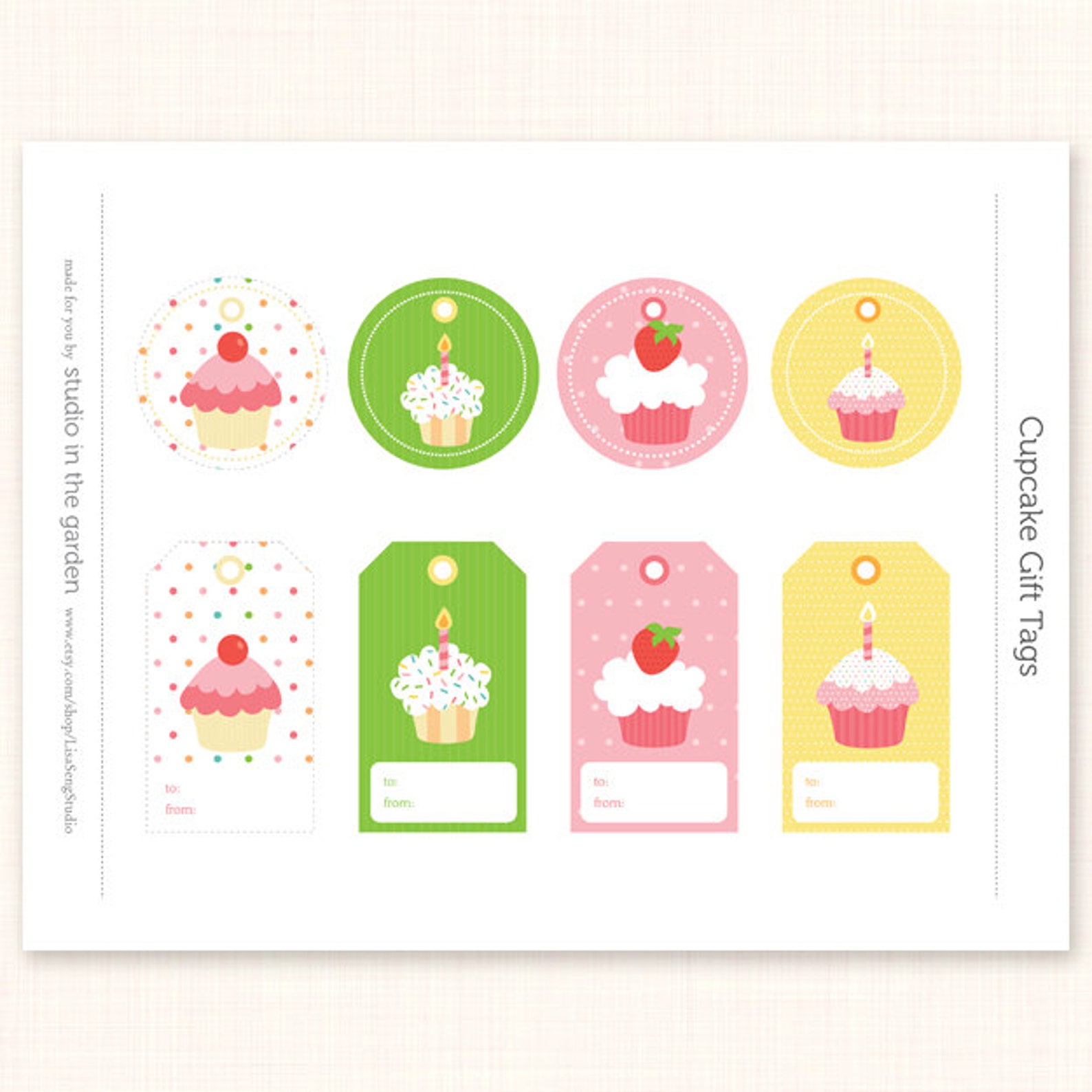 Cupcake Birthday Gift Tags - Instant Download Printable Gift Labels - Etsy